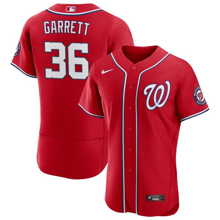 Washington Nationals #36 Stone Garrett Red Flex Base Stitched Jersey ...